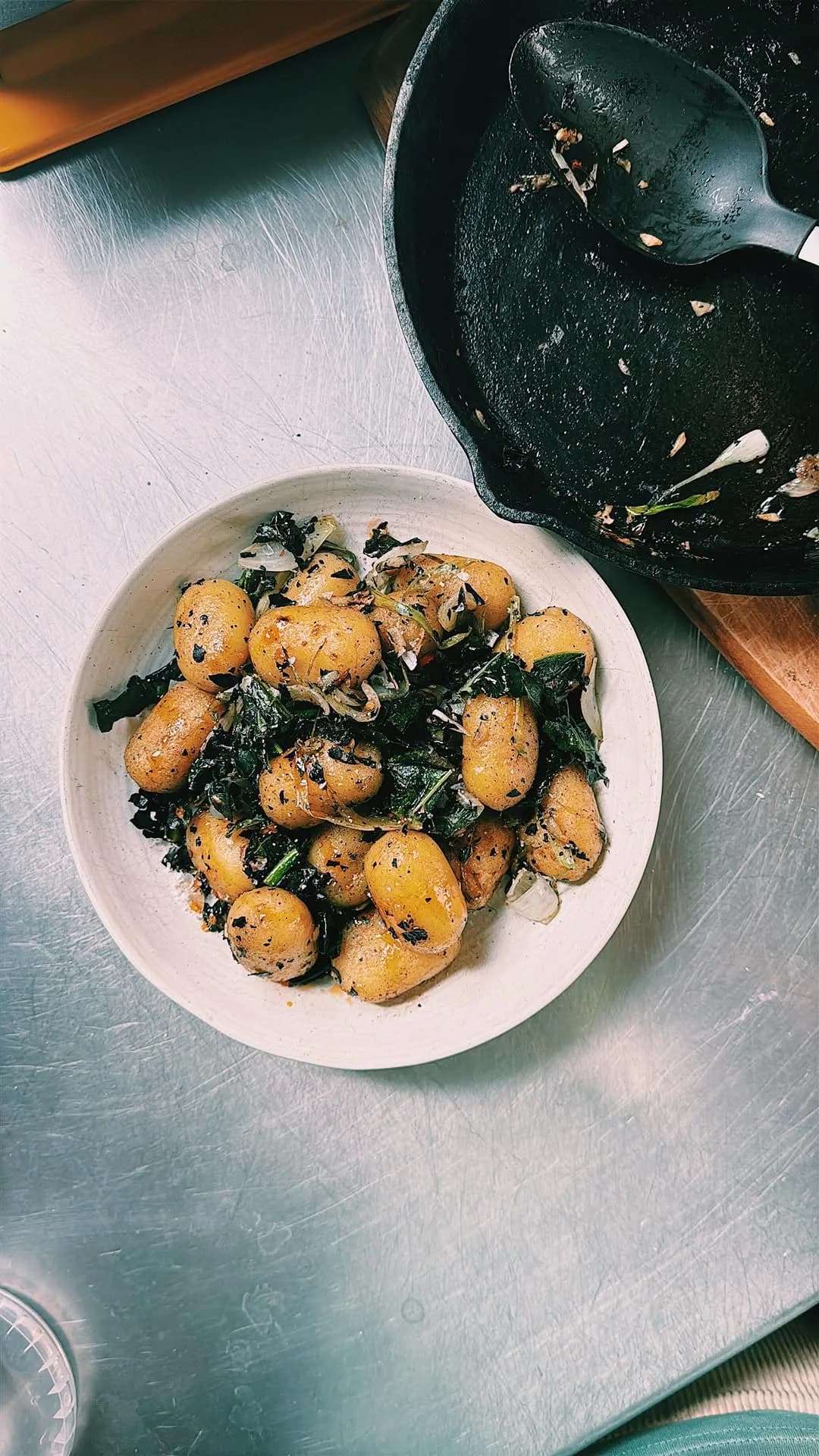 Burnt Spring Onion & Kale Gnocchi with Garlic Butter